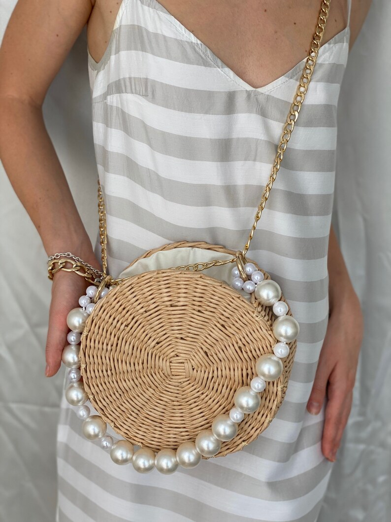 Round Wicker Bag, Crossbody Beach Bag, Round Straw Handbags - Etsy