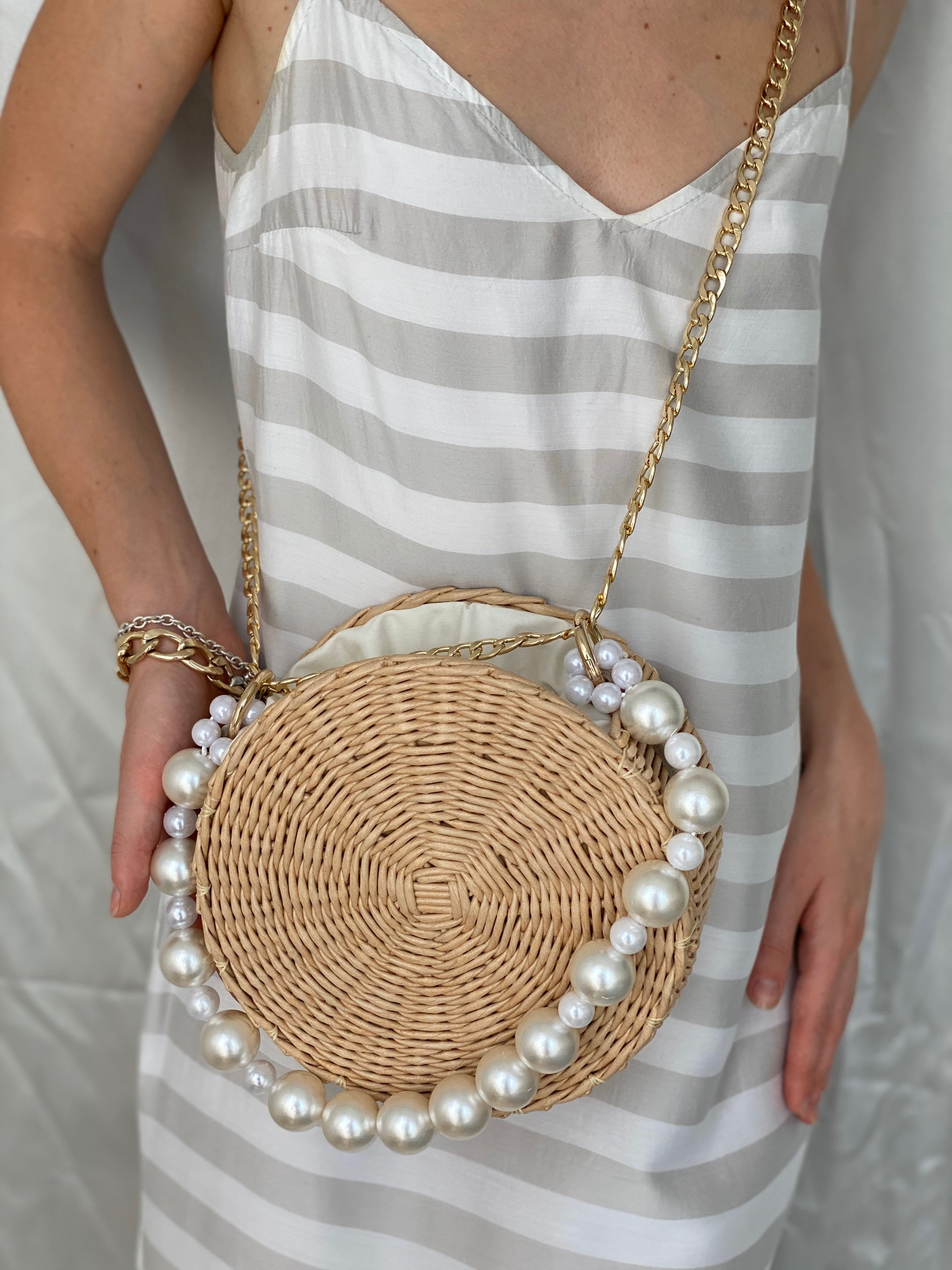 Round Wicker Bag Crossbody Beach Bag Round Straw Handbags | Etsy