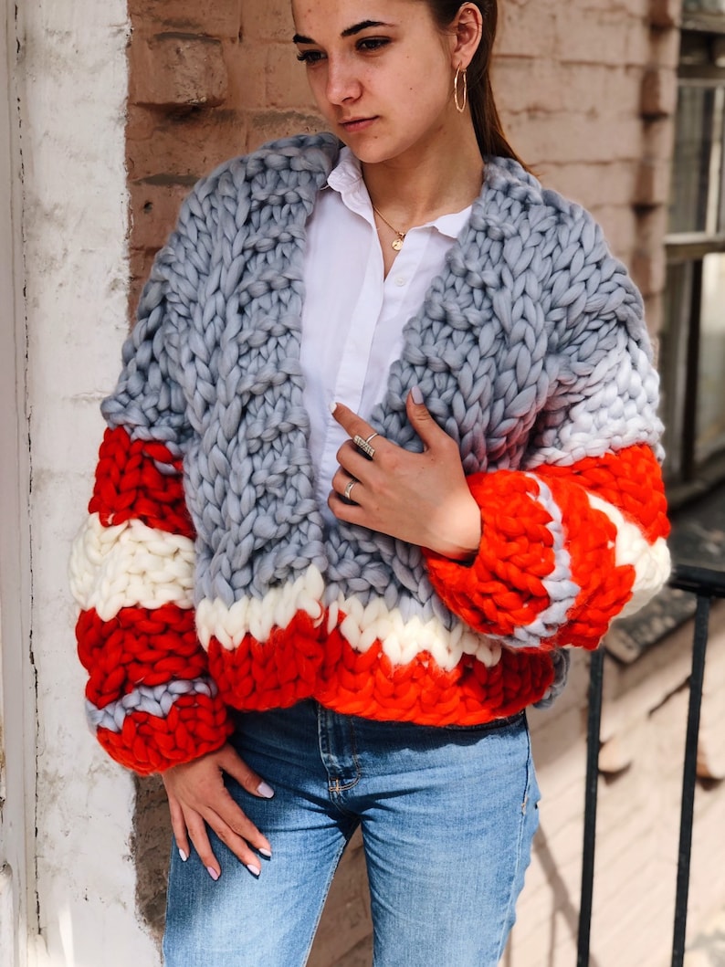 Chunky Cable Knit Cardigan, Crochet Wool Sweater Cardigan - Etsy