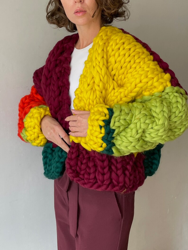 Womens Hand Knit Chunky Cardigan Sweater - Etsy