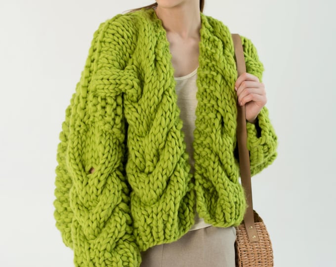 Womens Knit Cardigan Super Chunky Cardigan Wool Knit | Etsy