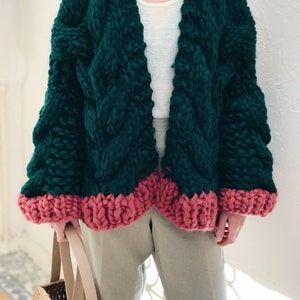 Spring Oversized Knit Jacket, Women Chunky Cardigan - Etsy