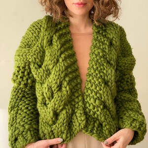 Womens Chunky Cable Knit Oversized Wool Cardigan - Etsy