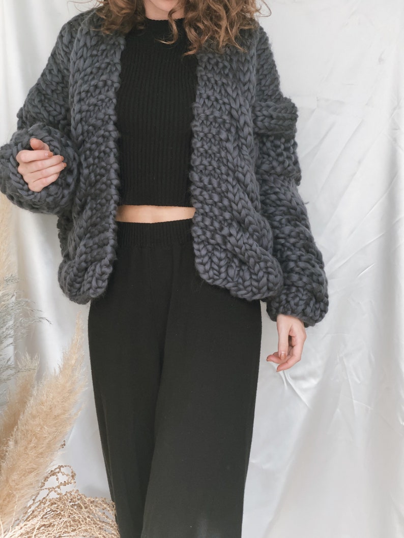 Cable Knit Cardigan, Chunky Knit Jacket, Merino Wool Chunky Knit Coat ...
