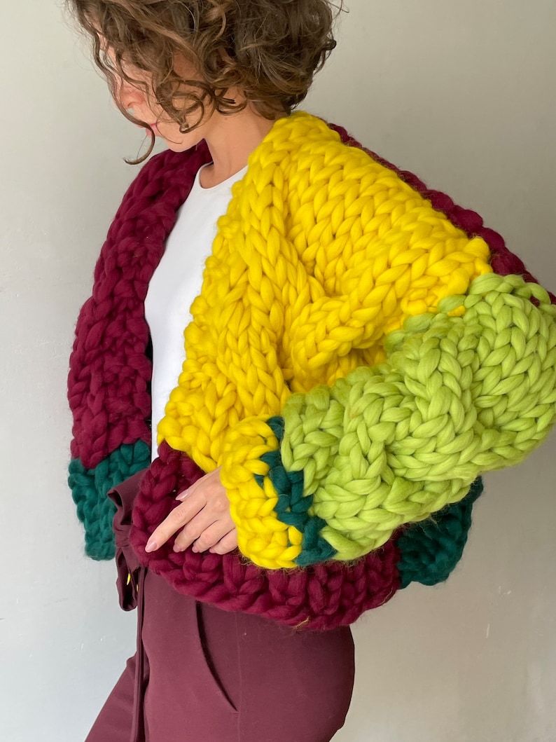 Womens Hand Knit Chunky Cardigan Sweater - Etsy