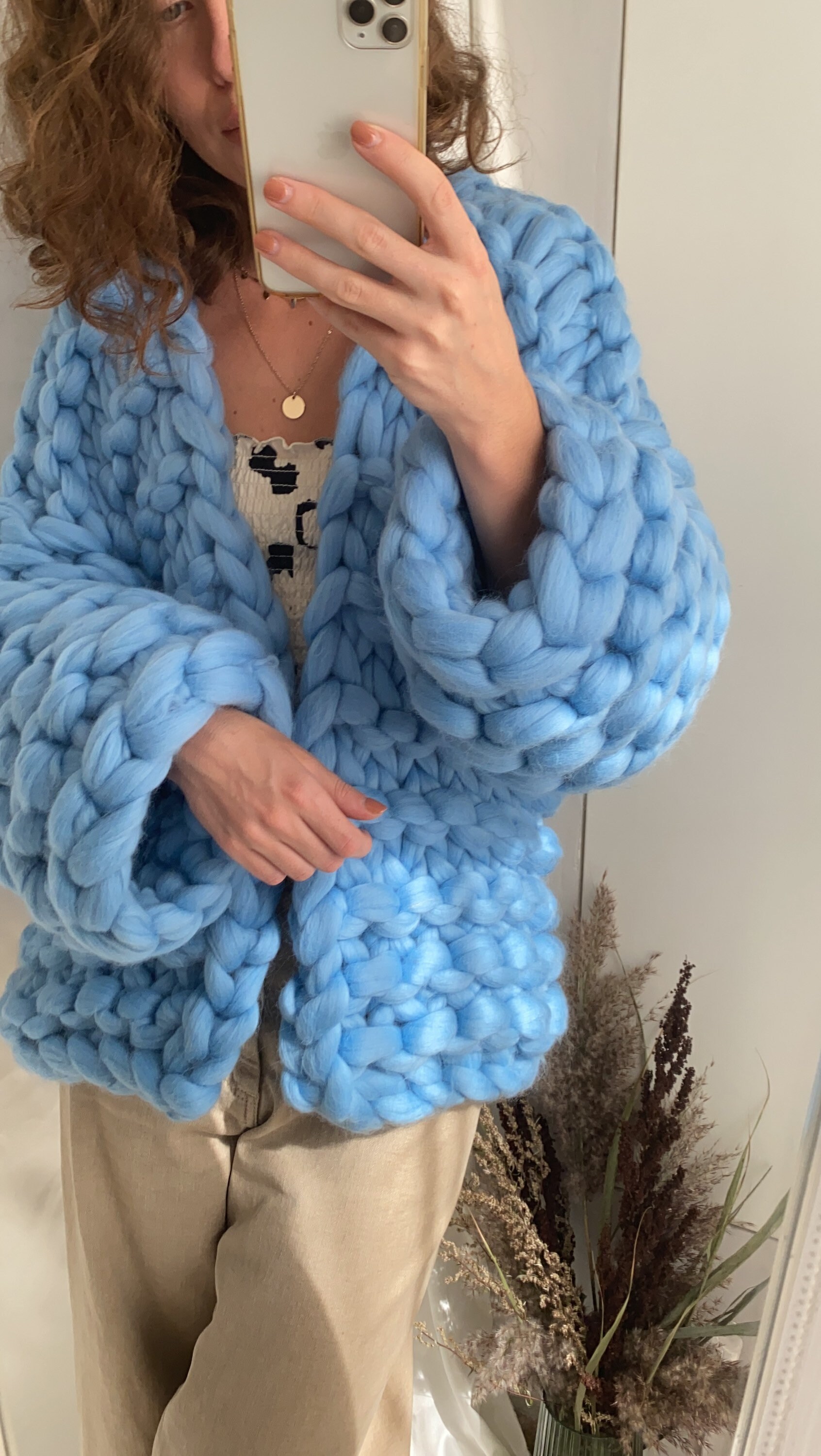 Super Chunky Hand Knit Blue Cardigan, Womens Oversized Cardigan - Etsy