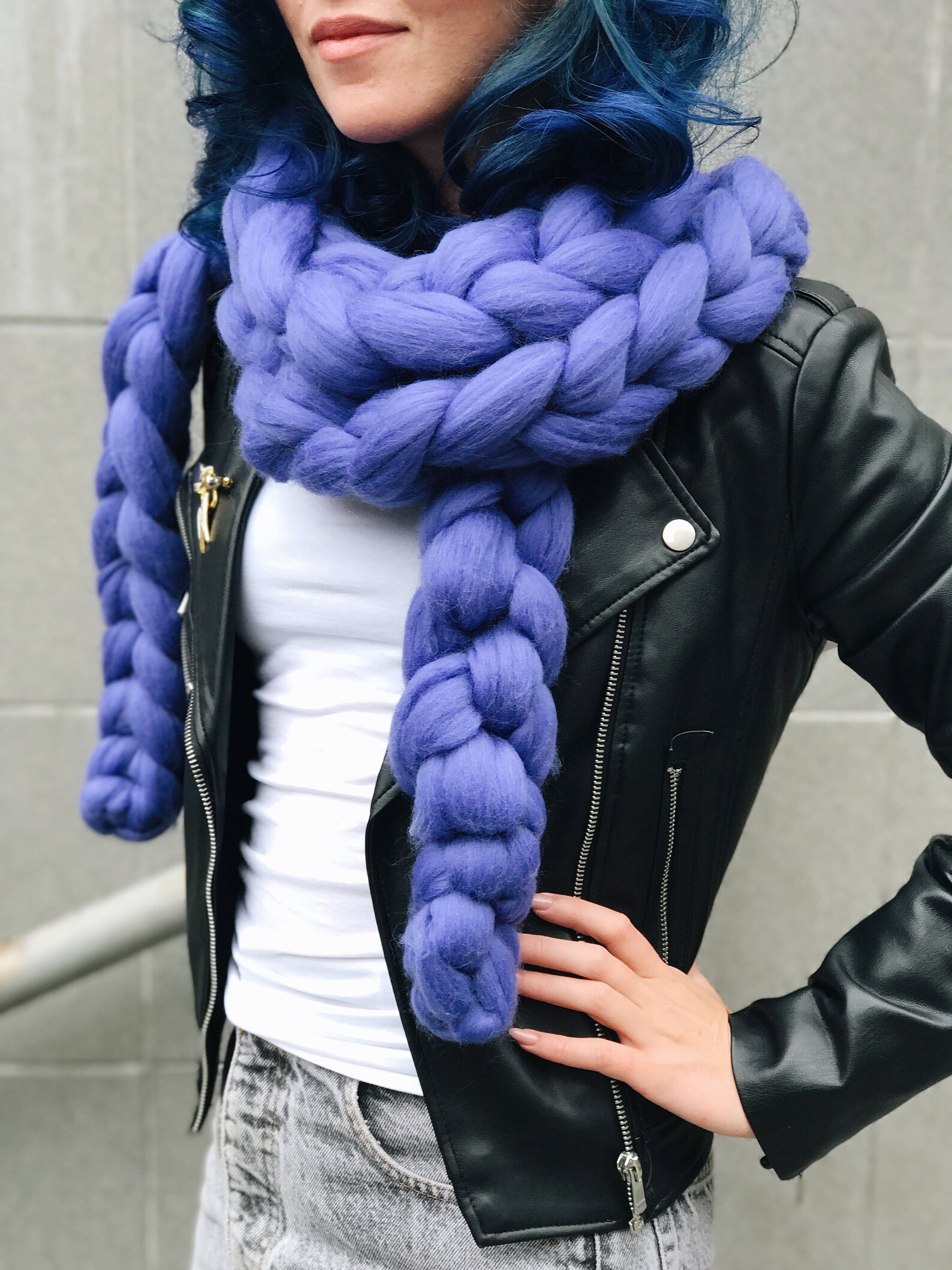 Chunky Chain Scarf Chunky Knit Scarf Arm Knitted Scarf | Etsy