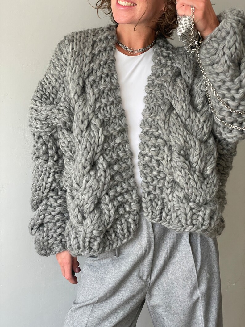 Chunky Hand Knitted Oversized Cardigan - Etsy