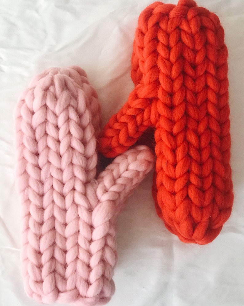 Chunky Knitted Mittens Wool Mittens Womens Mittens | Etsy