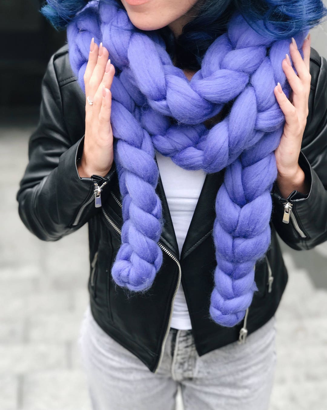 Chunky Chain Scarf, Chunky Knit Scarf, Arm Knitted Scarf - Etsy