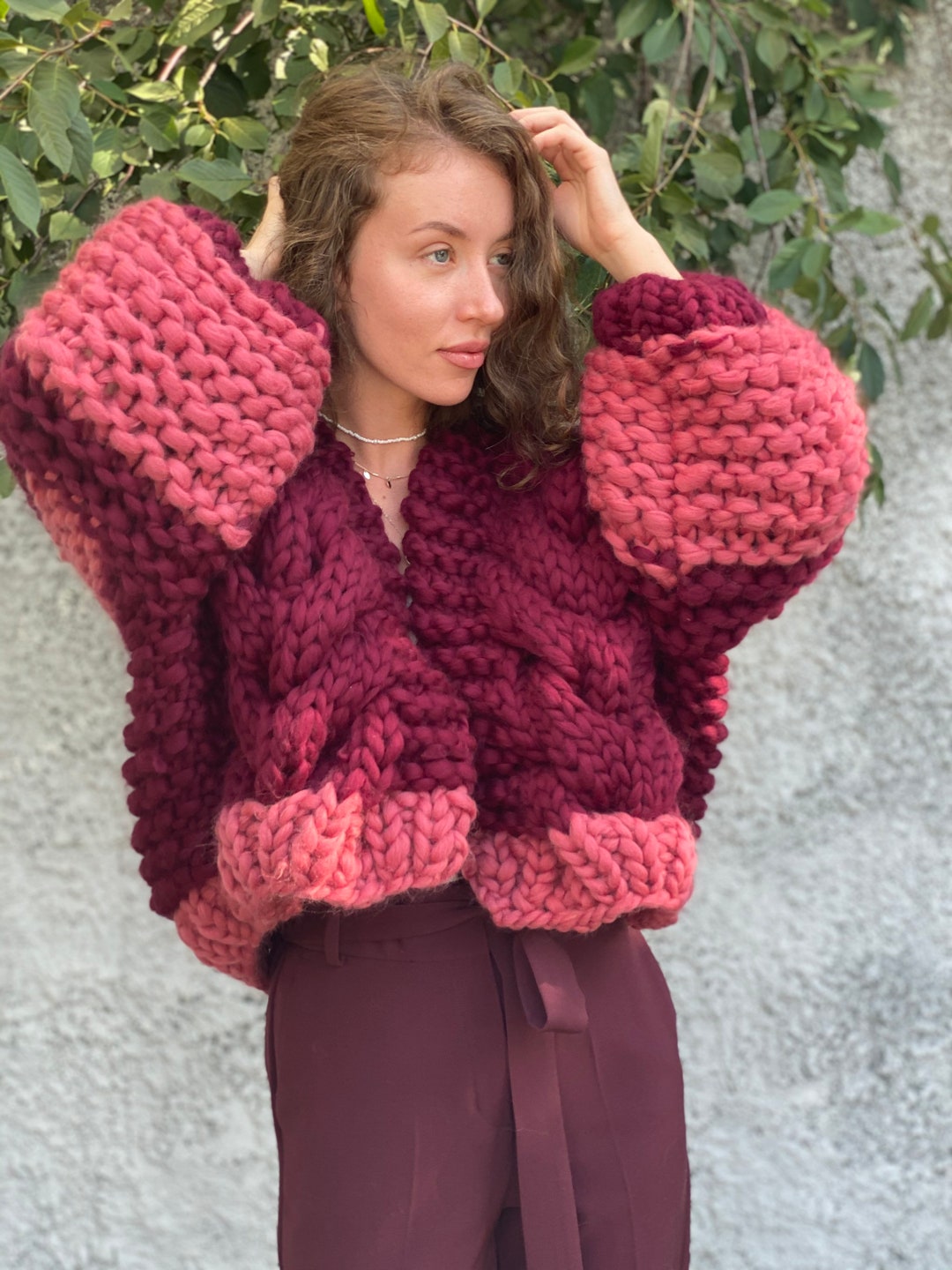 Womens Cable Knit Oversized Cardigan Sweater - Etsy