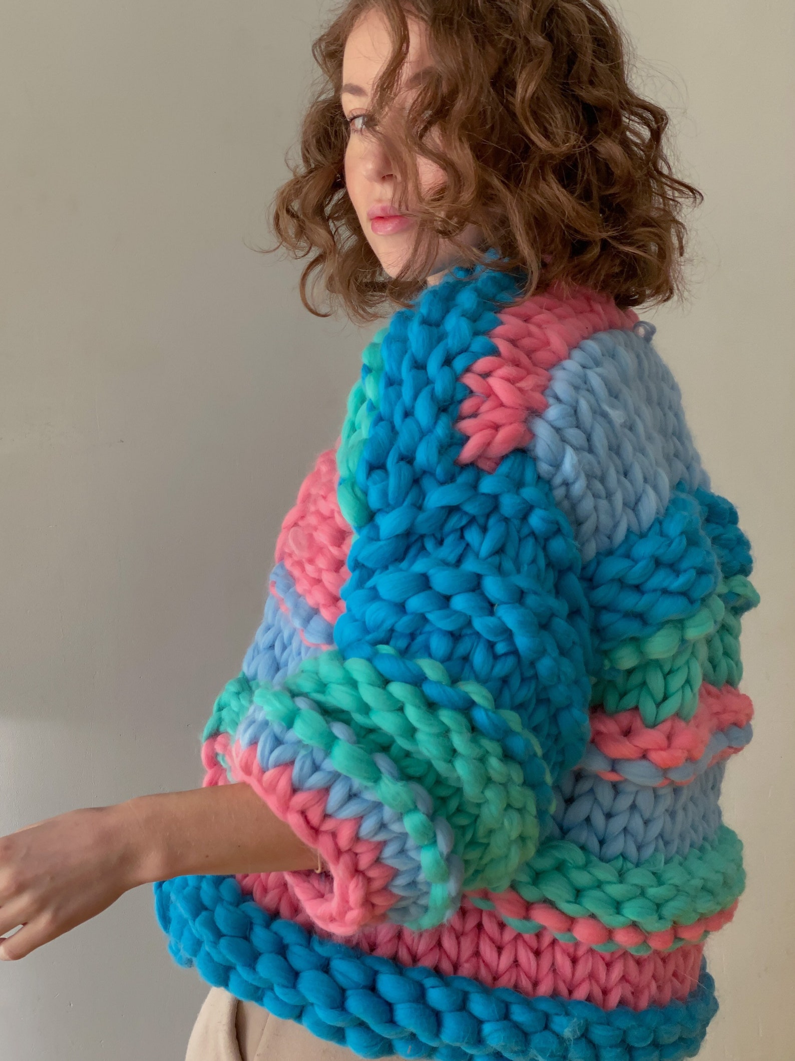 Chunky Knit Cardigan Hand Knit Cardigan - Etsy