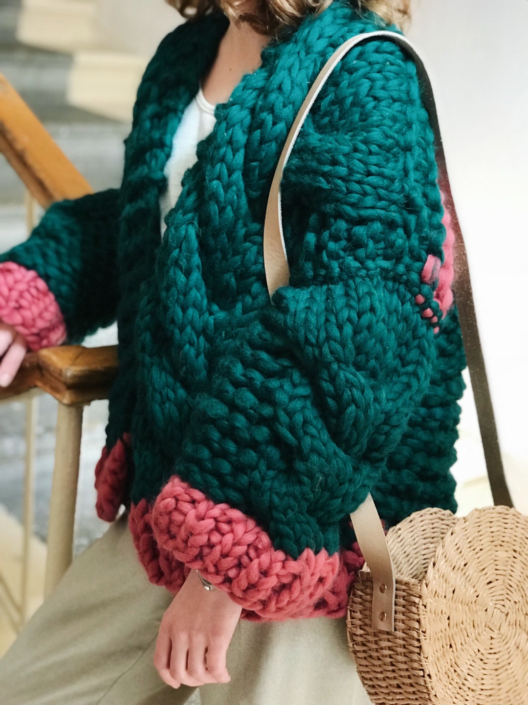 Spring Oversized Knit Jacket, Women Chunky Cardigan - Etsy