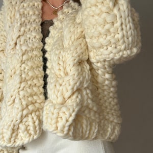 Womens Chunky Cable Knit Cardigan, Handmade Sweater - Etsy