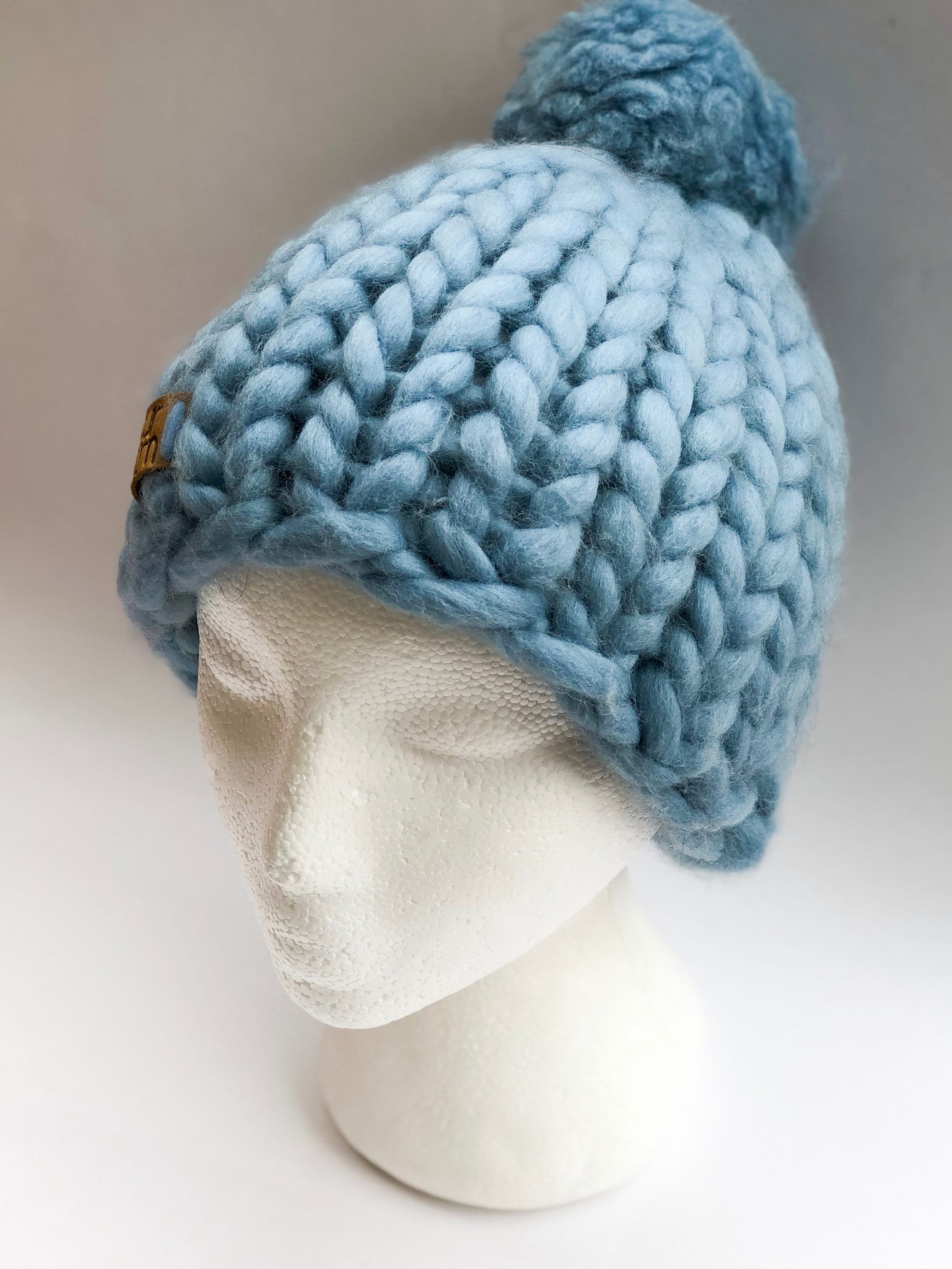 Women's Wool Knit Hat, Hand Knit Beanie, Big Yarn Knit Womens Winter ...