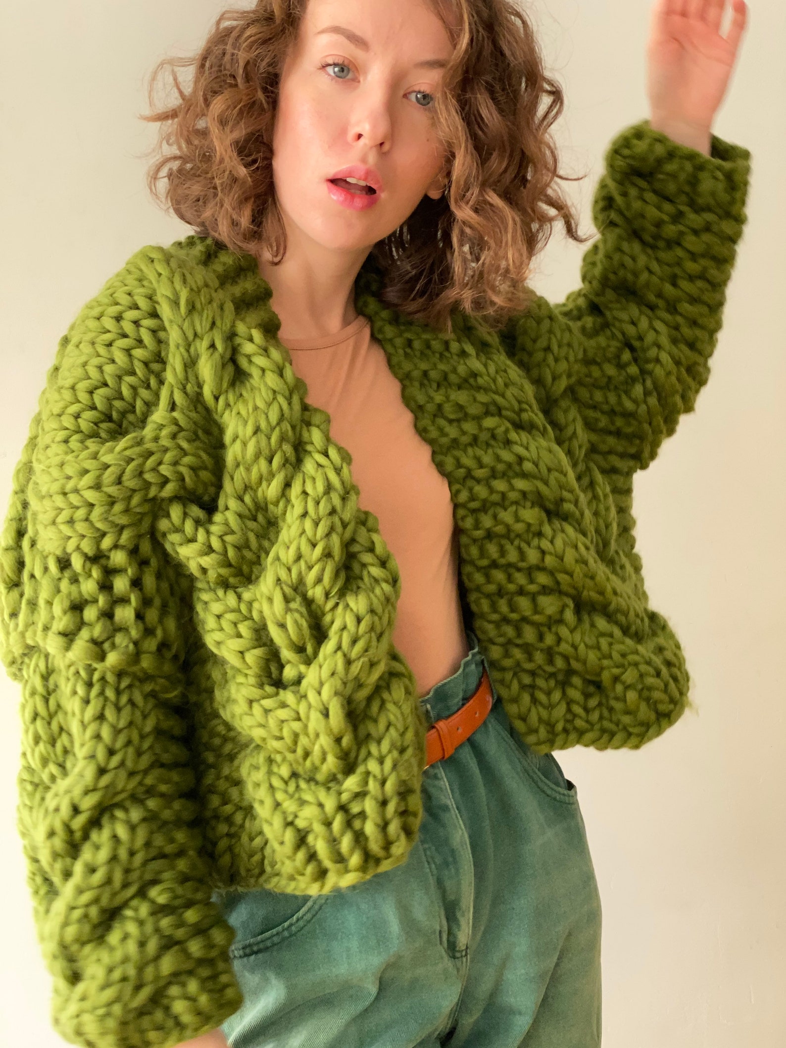 Womens Chunky Cable Knit Oversized Wool Cardigan - Etsy