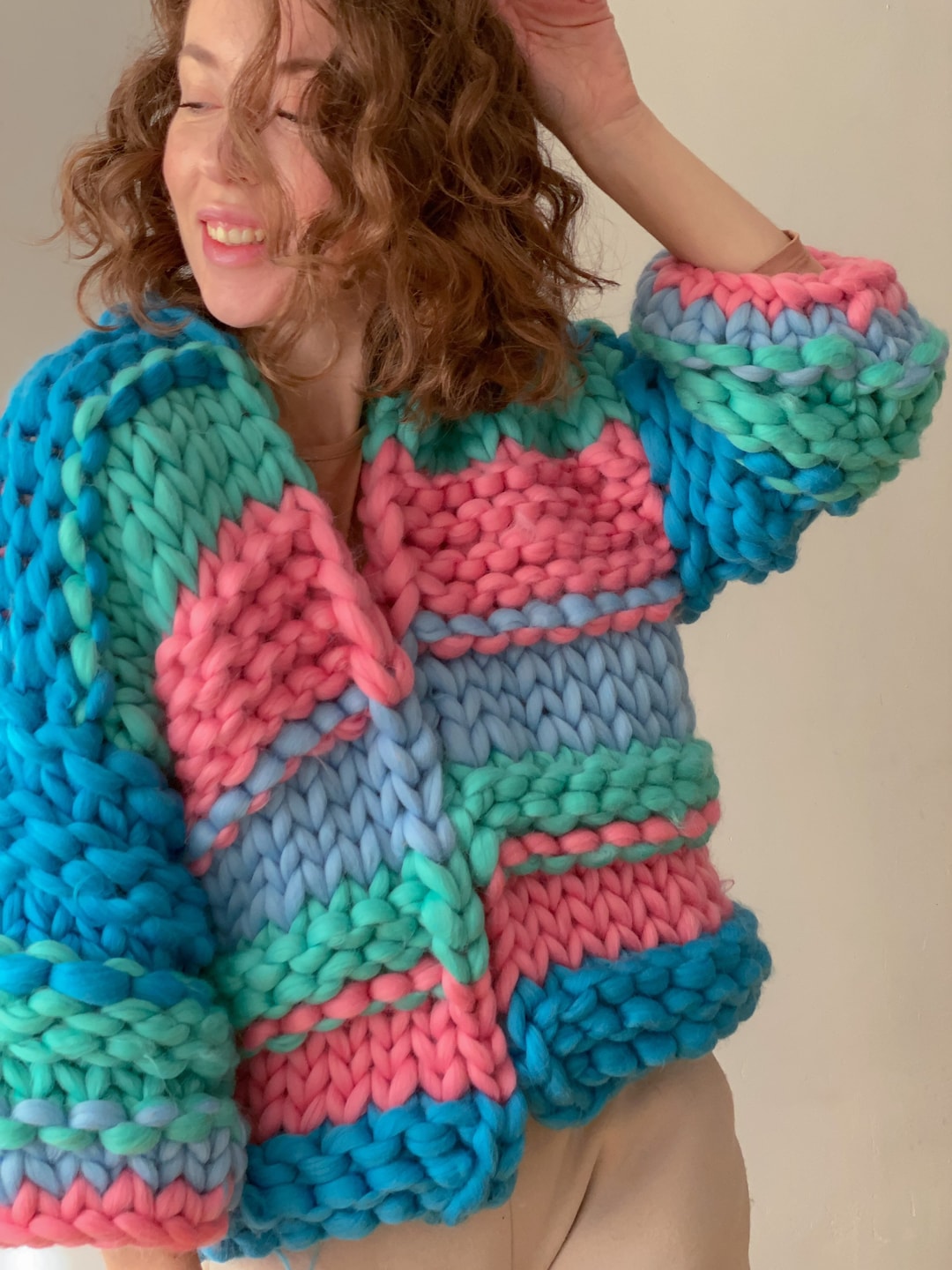 Chunky Knit Cardigan, Hand Knit Cardigan - Etsy