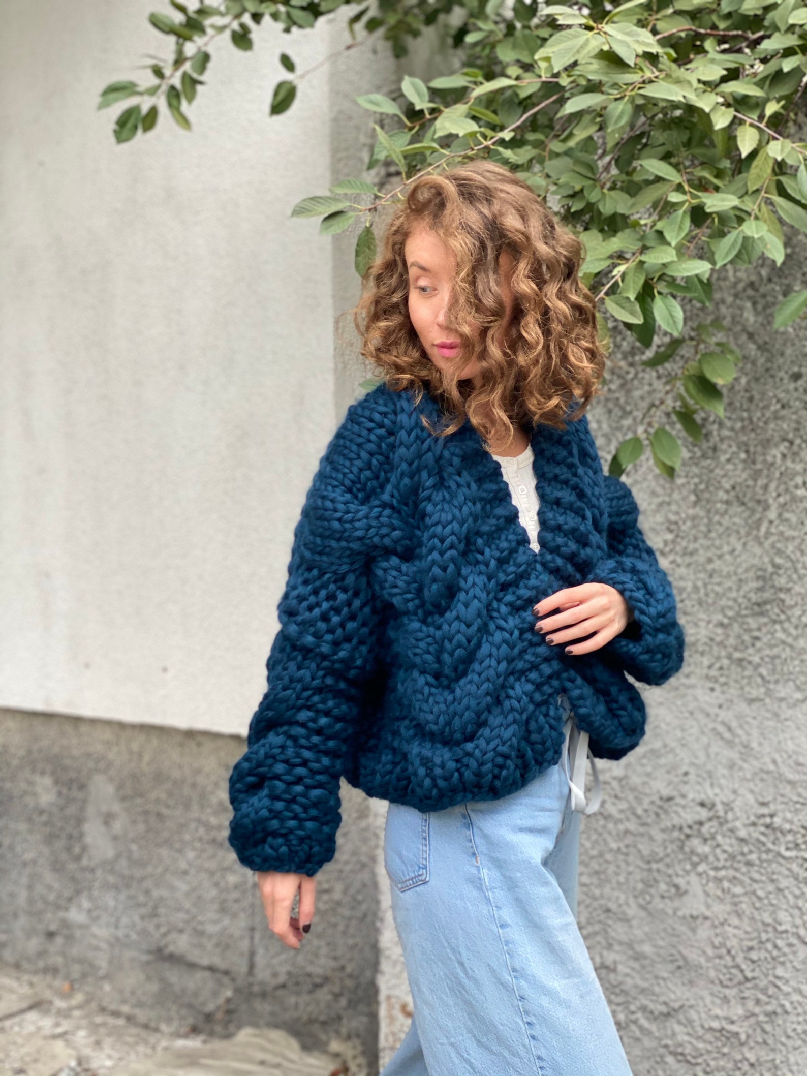 Cozy Cable Knit Cardigan Chunky Wool Cardigan - Etsy