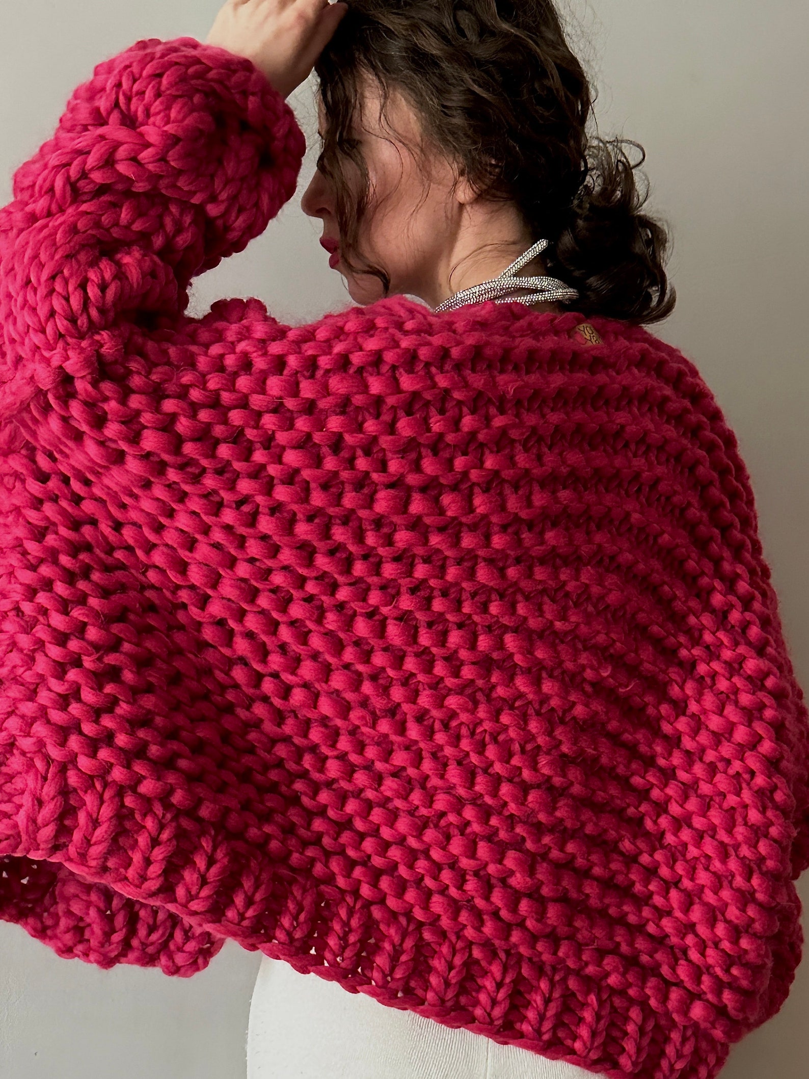 Womens Cable Knit Chunky Cardigan, Handmade Fuchsia Sweater - Etsy
