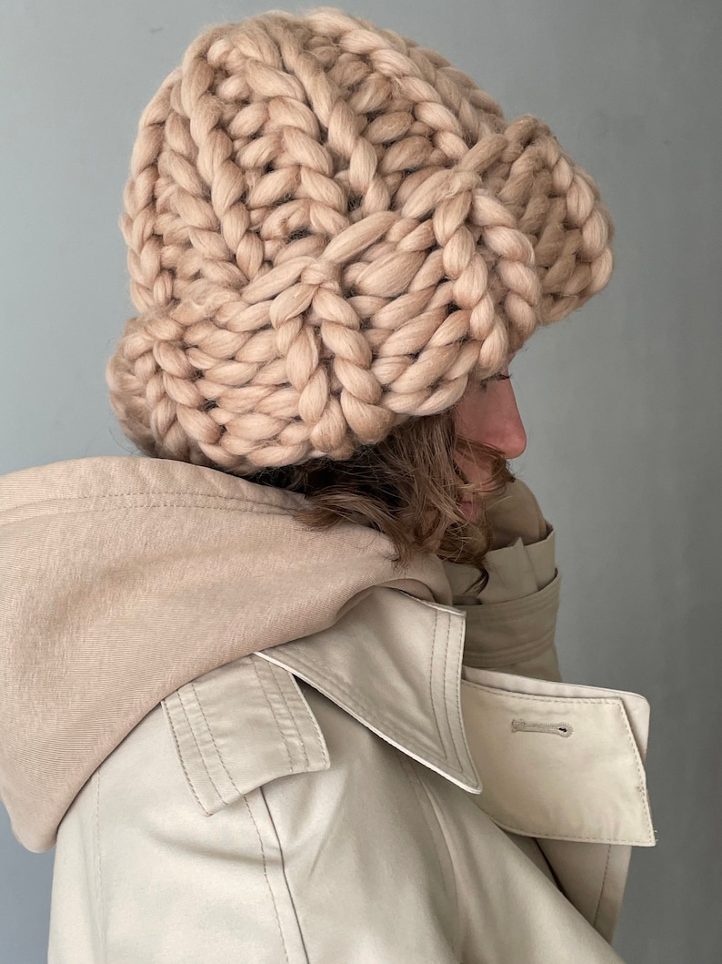 Women's Wool Knit Hat Super Chunky Beanie Chunky Knit | Etsy