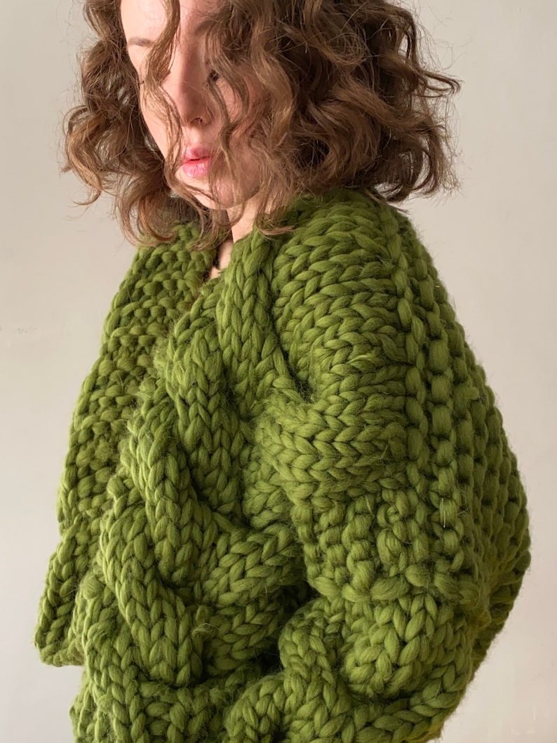 Womens Chunky Cable Knit Oversized Wool Cardigan - Etsy