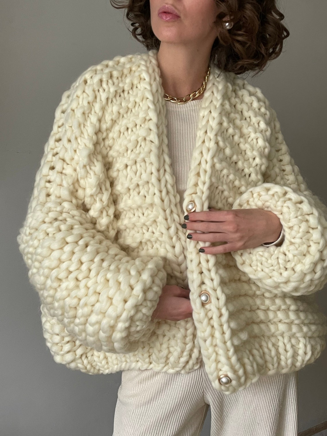 Chunky Knit Oversized Cardigan Sweater - Etsy