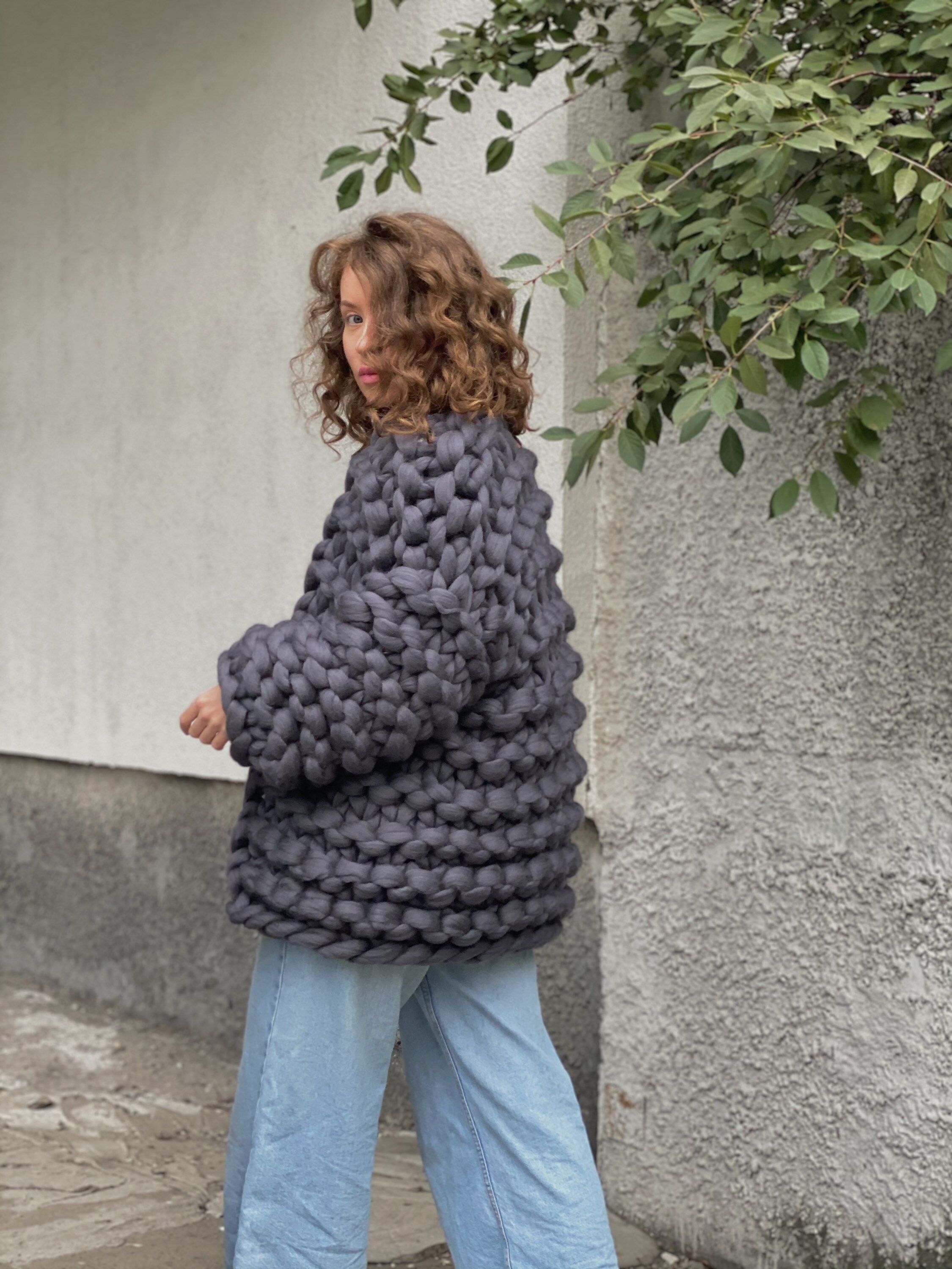 Super Chunky Cardigan, Long Sleeves Knit Cardigan, Oversized Cardigan ...