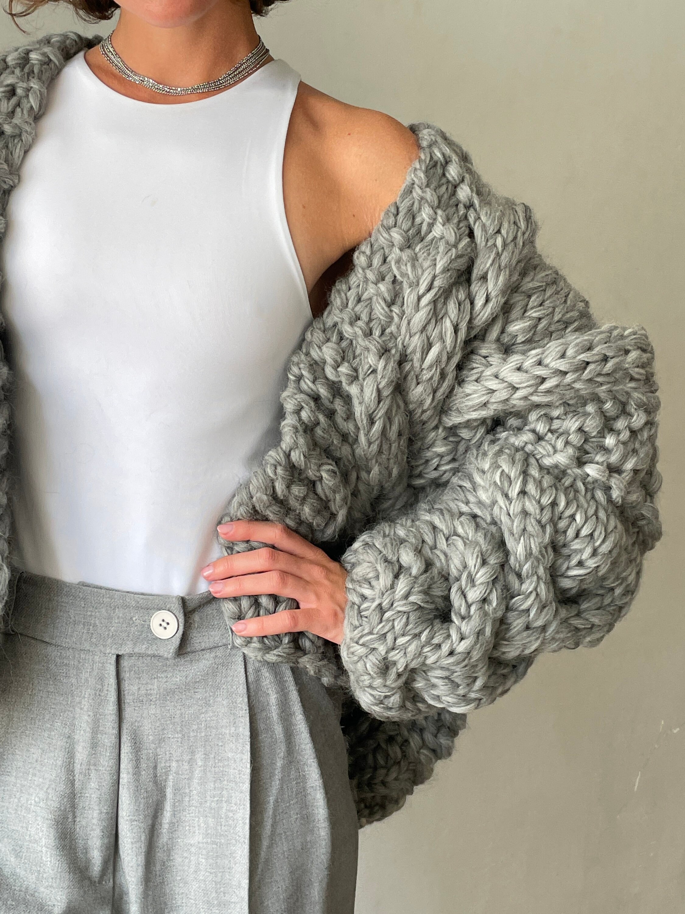 Chunky Hand Knitted Oversized Cardigan - Etsy