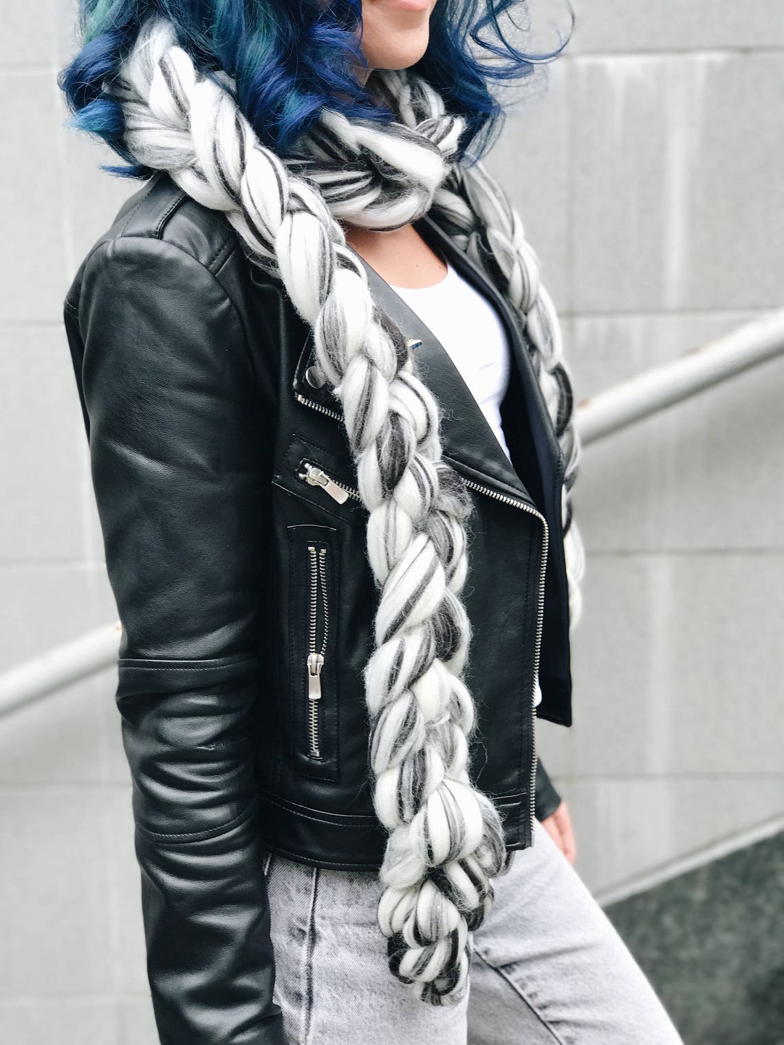 Chunky Chain Scarf Chunky Knit Scarf Arm Knitted Scarf - Etsy