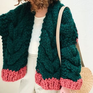 Spring Oversized Knit Jacket, Women Chunky Cardigan - Etsy