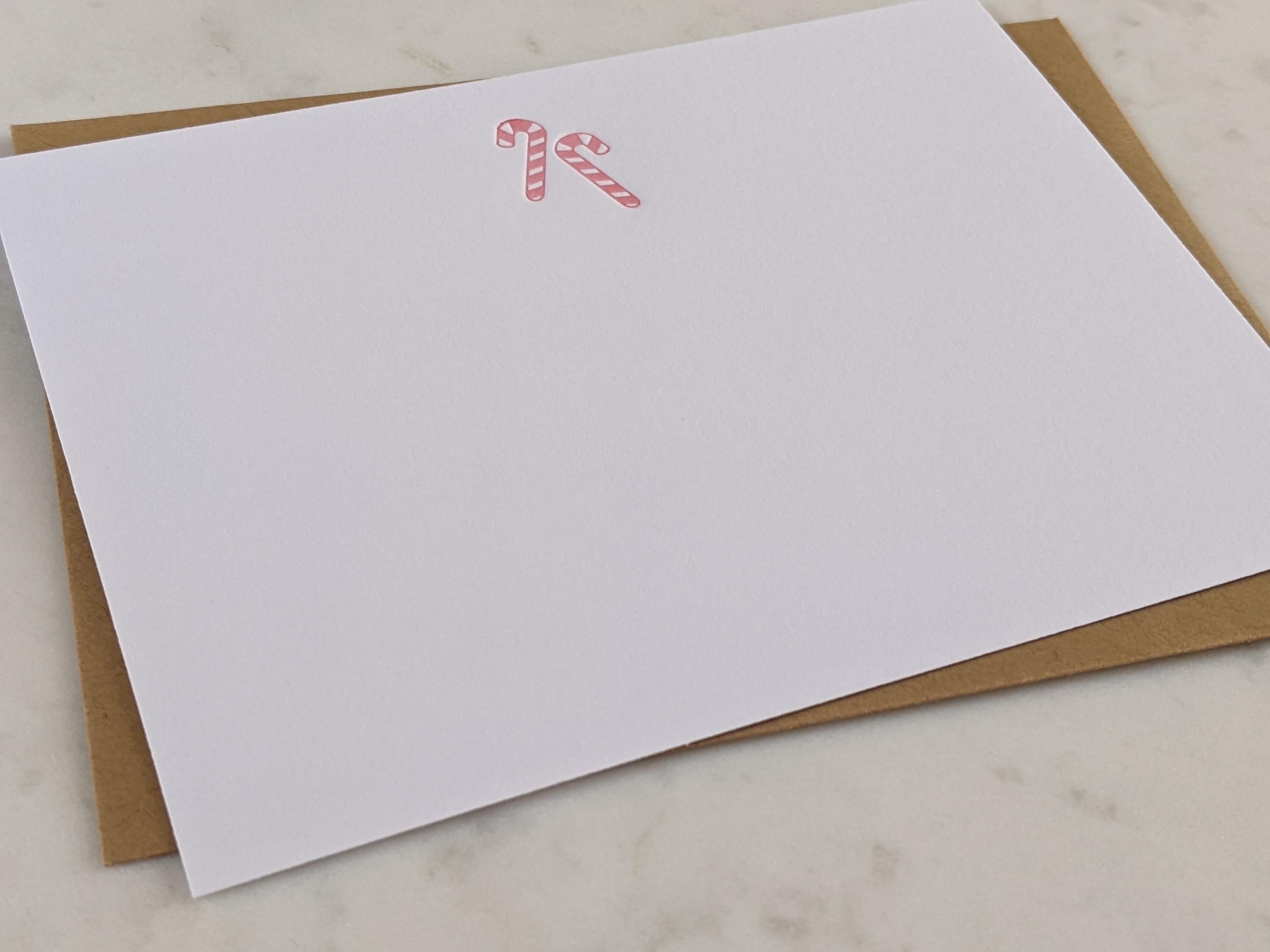Candy Cane Letterpress Note Cards - Etsy