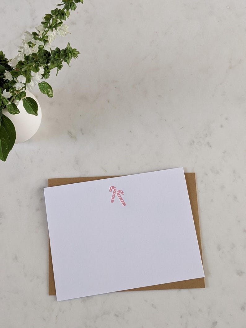 Candy Cane Letterpress Note Cards - Etsy