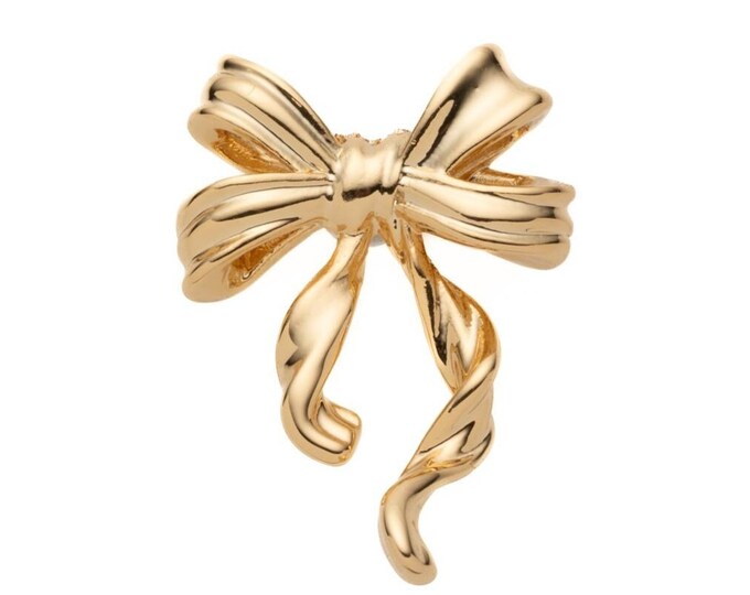 Gold or Silver Bow Charm, Ribbon Charm, Present Charm, Bow Pendant ...