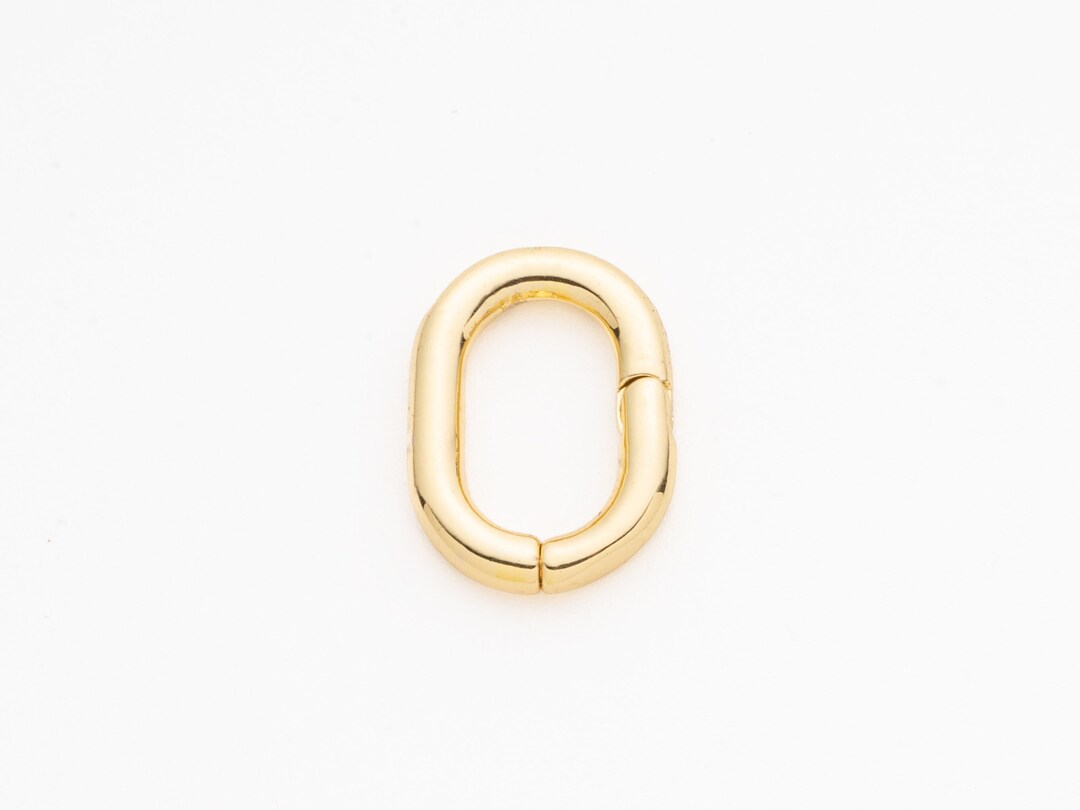 Dainty Gold Oval Clicker Ring, O Clicker Charm Holder, Oval Snap Clasp ...