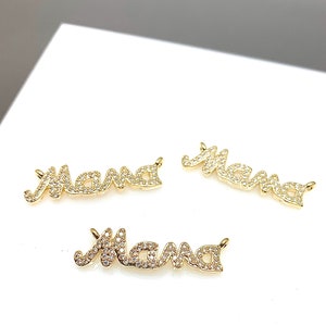 Gold or Silver Mama Cz Set Cursive Wordings Pendant, Mother’s Day ...