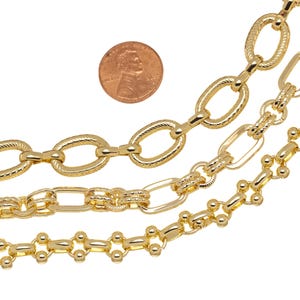 Oval and Round Ribbed and Smooth Gold Chains,wholesale Gold Chains for ...