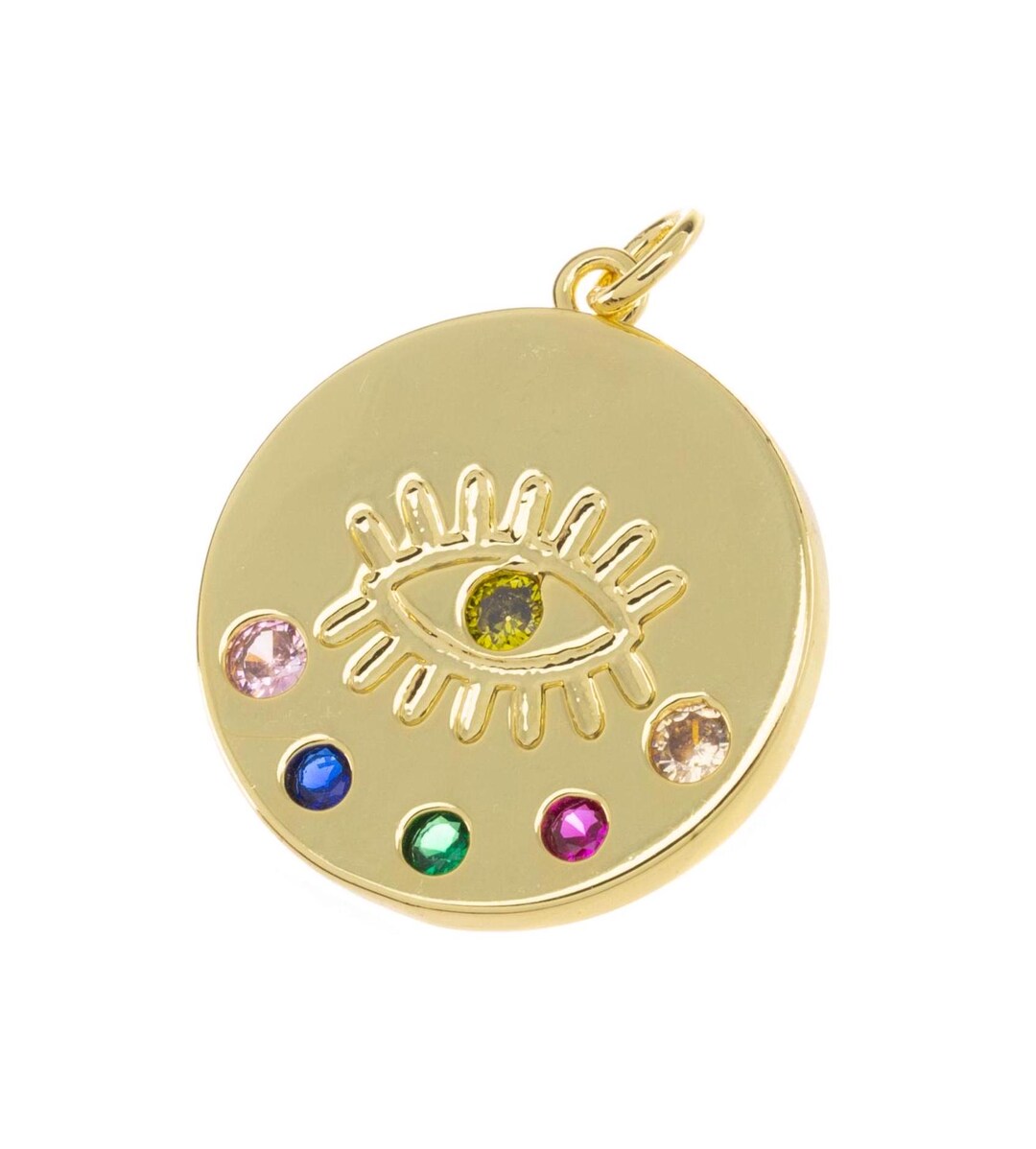 Gold Rainbow Evil Eye Amulet Pendant,amulet Evil Eye Charm,gold Evil ...