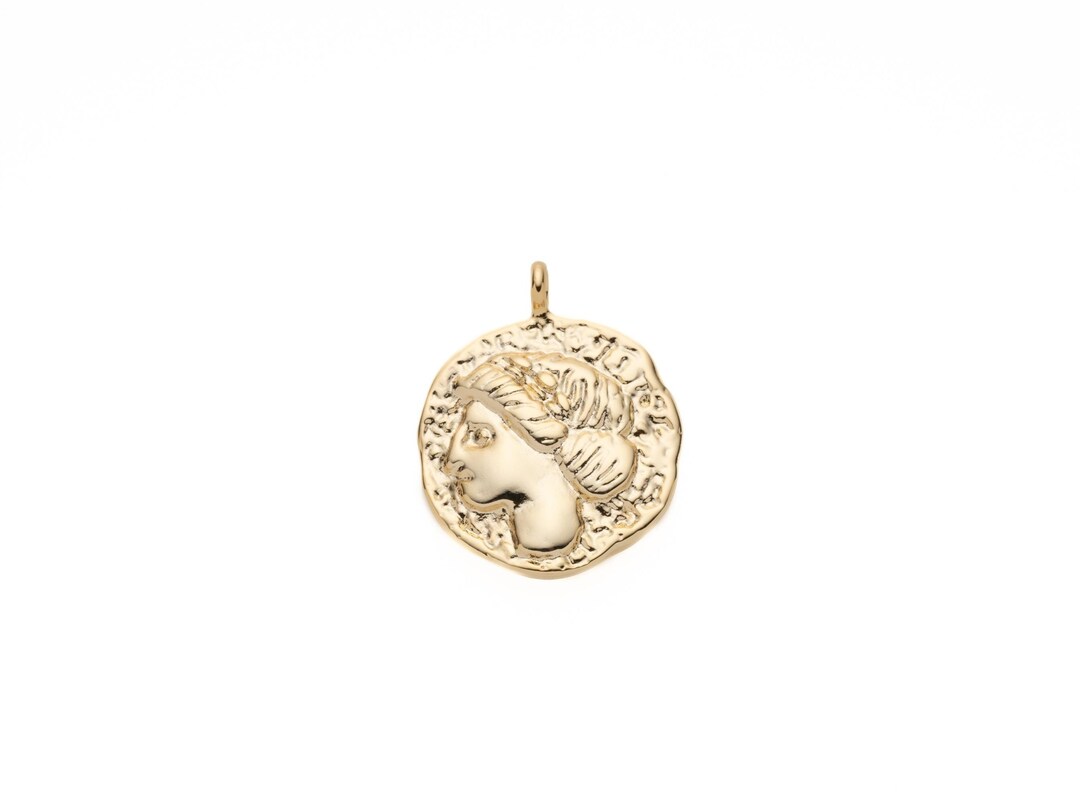 Gold Hercules Coin Pendant, Motif Coin Pendant, Greek Heracles Coin ...