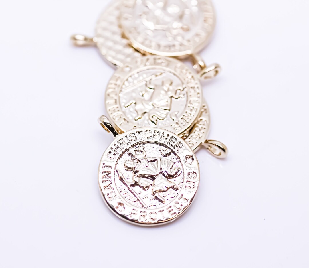 Gold Saint Christopher Coin, Pray for Us,15mm,gold Medallion Pendant ...