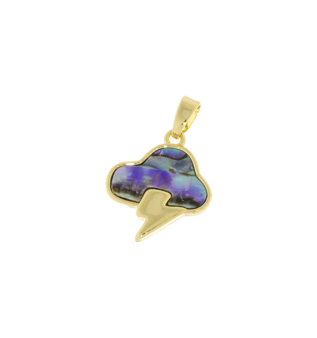 Gold Lightning Bolt and Cloud Charm,abalone Lightning Bolt Charm,storm ...
