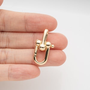 Large Gold or Silver Large U Chain Clasp, 27x11mm, Push in Clasp, Ball ...