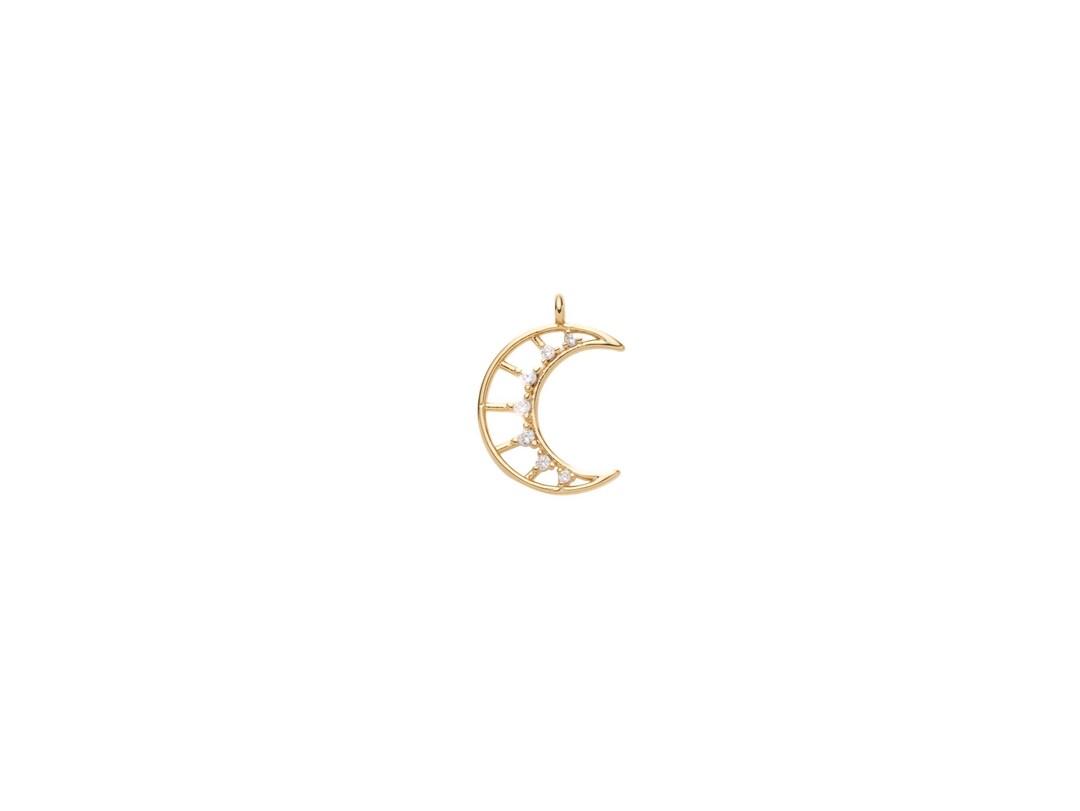 Gold Crescent Moon Pendant, Rebirth and Renewal Moon Charm CZ ...