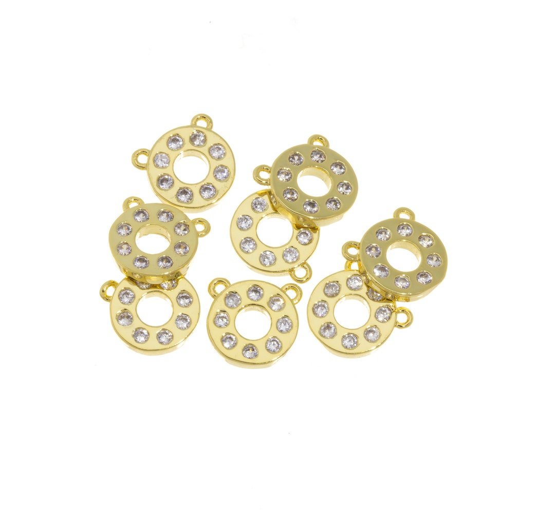 Gold Disc Connector, Micro Pave CZ Circle Connector Charm,cng054 - Etsy