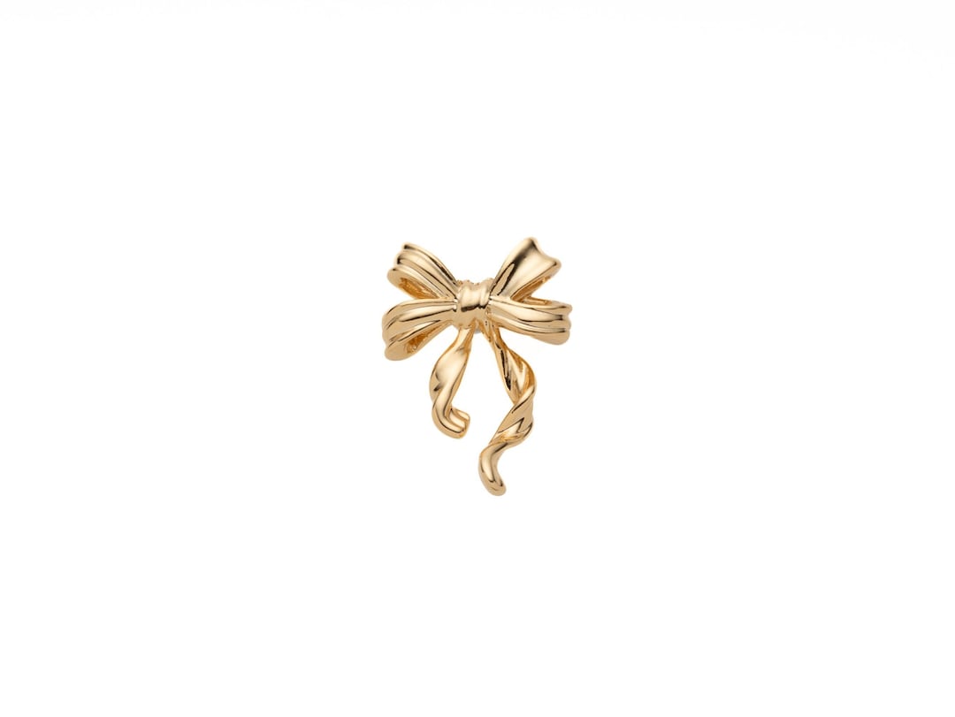 Gold or Silver Bow Charm, Ribbon Charm, Present Charm, Bow Pendant ...