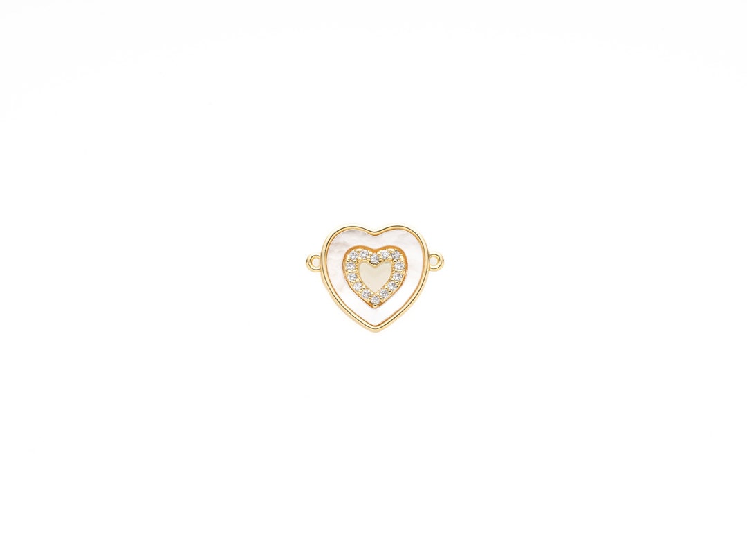Mop Heart Cz Connector, Mop Trim Heart, Cz Outline Heart Link, Outline ...