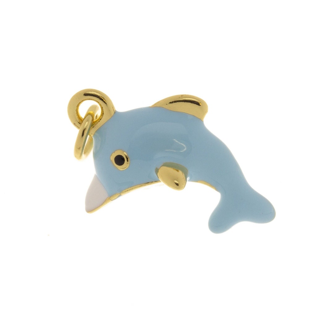 Dolphin Gold Charm ,jumping Dolphin Charm,sealife Nautical Colorful ...