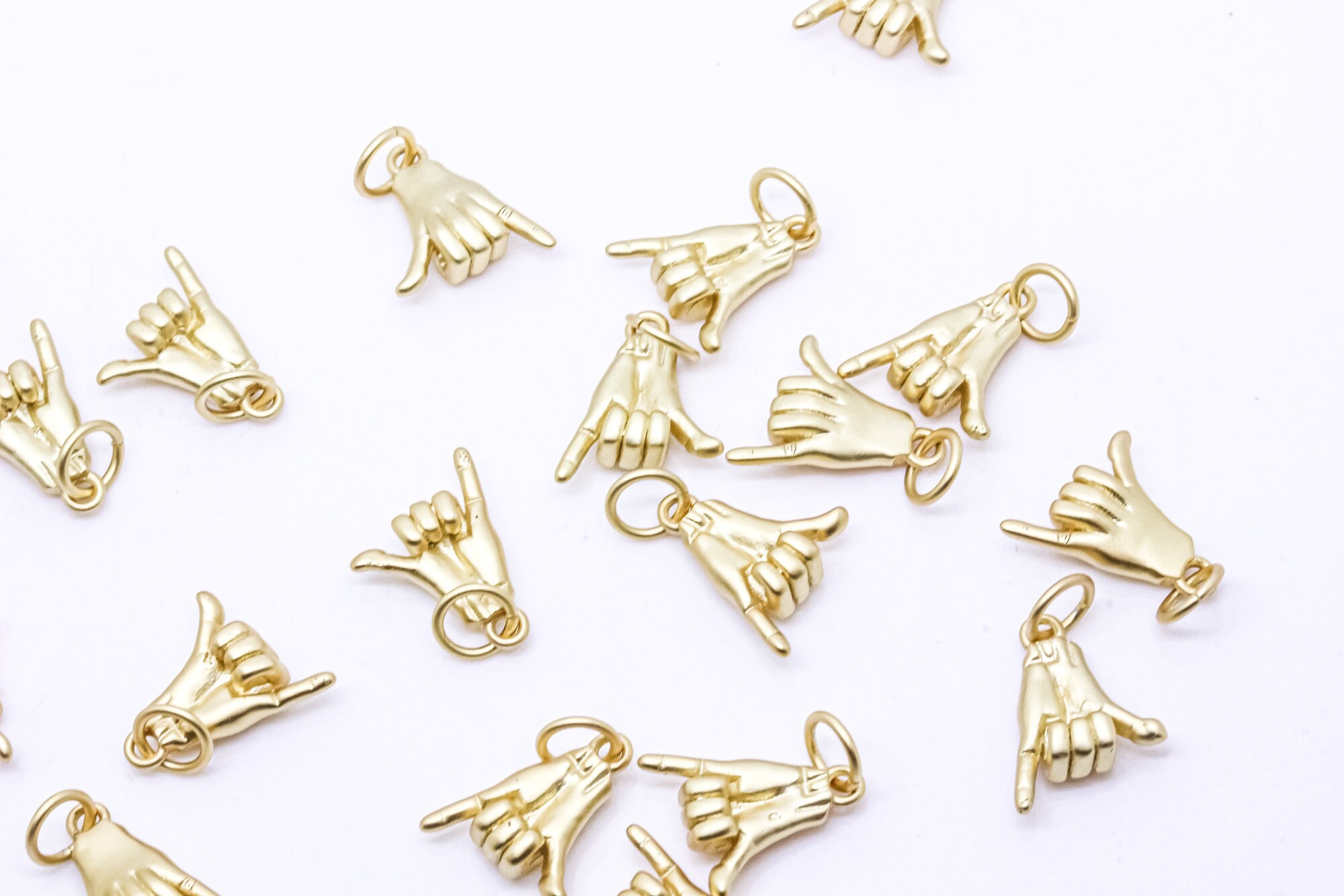 Matte Gold or Silver Shaka Hand Sign Charm Hang Loose Charm - Etsy