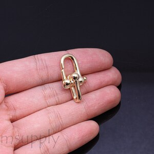 Large Gold or Silver Large U Chain Clasp, 27x15mm, Push in Clasp, Ball ...