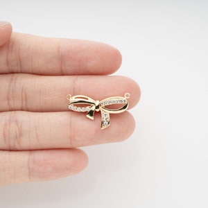 Bow Tie Necklace Connector Charm,gold Bow Tie CZ Connector Charm,pave ...