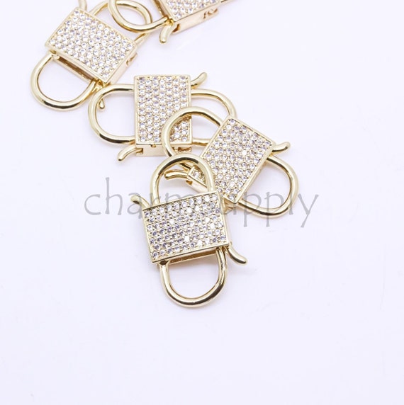 Gold or Silver Boxy Cz Set 2 Side Clicker Clasp 13x25mm - Etsy